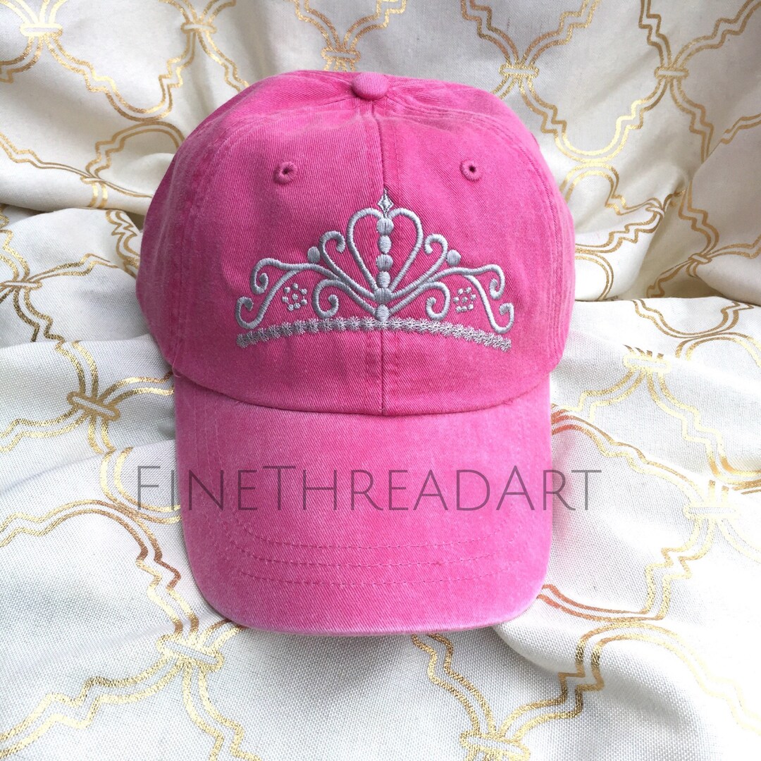 LADIES Princess Tiara With Side Monogram Baseball Cap Hat LEATHER Strap ...