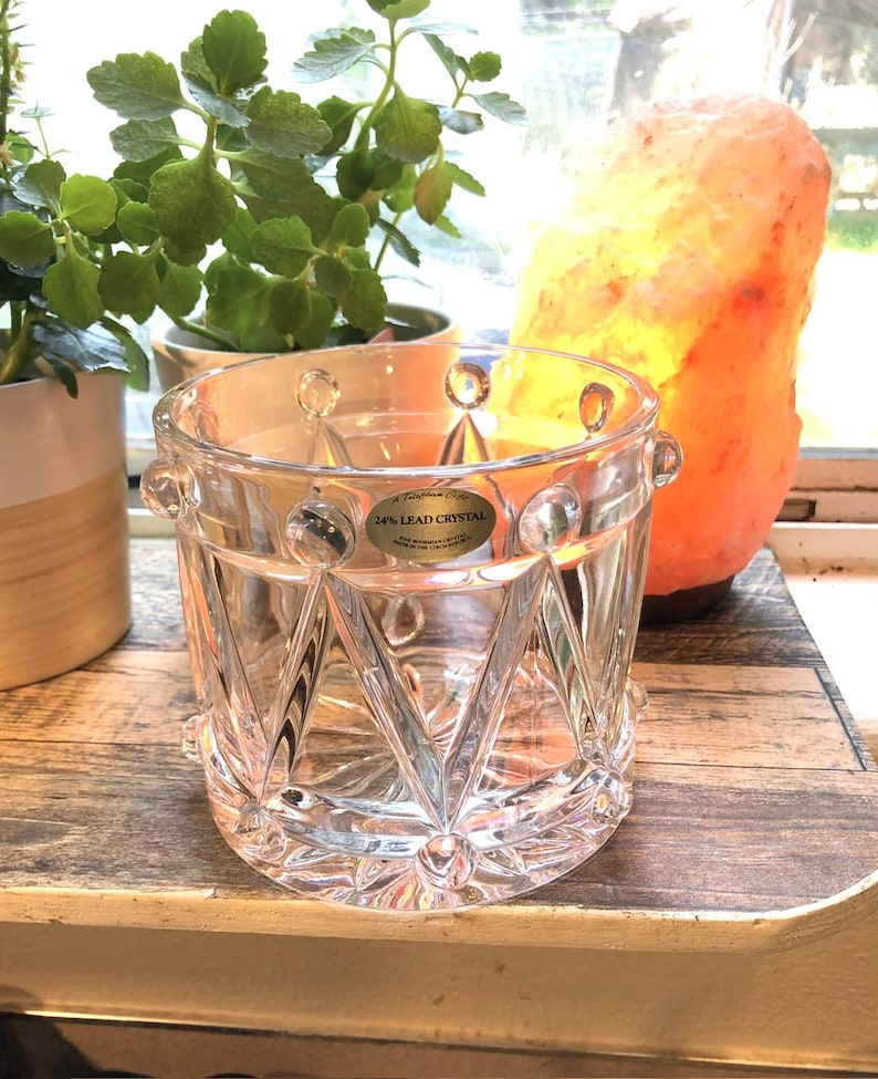 Vintage Teleflora Lead Crystal Christmas Drum Vase Candy Dish - Etsy