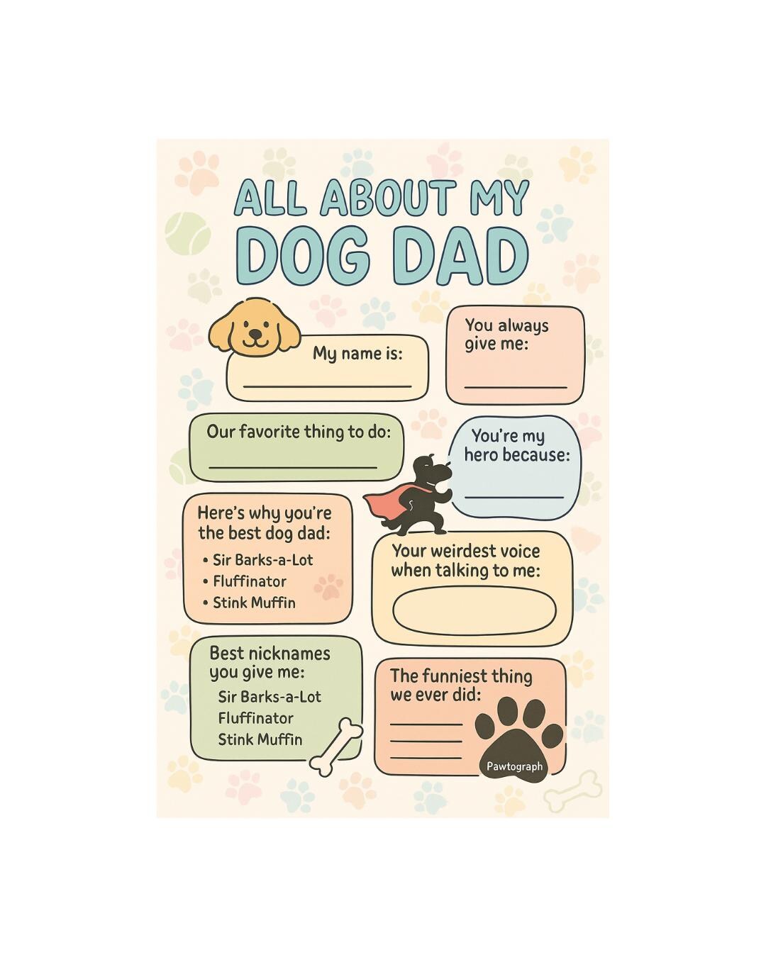 Funny Dog Dad Printable Gift From the Pup – All About My Dog Dad ...