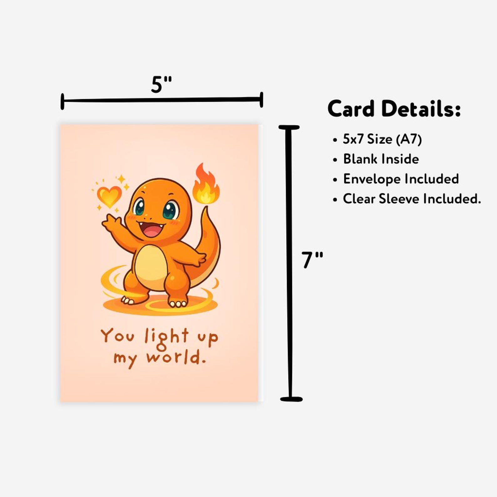 Pokemon Greeting Card – You Light up My World Card, A7 Love or ...