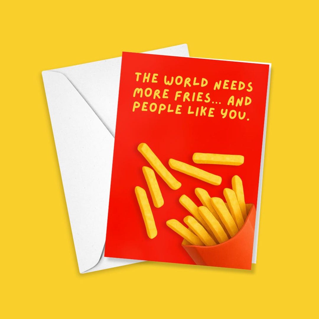 Funny French Fries Card – Food Pun Greeting Card for Friend - Etsy