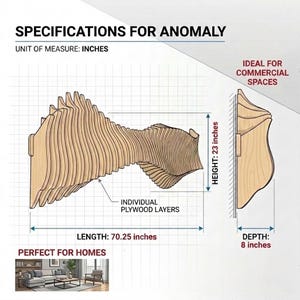 Parametric Wood Wall Art "anomaly" Home Décor Acoustic Minimalistic ...