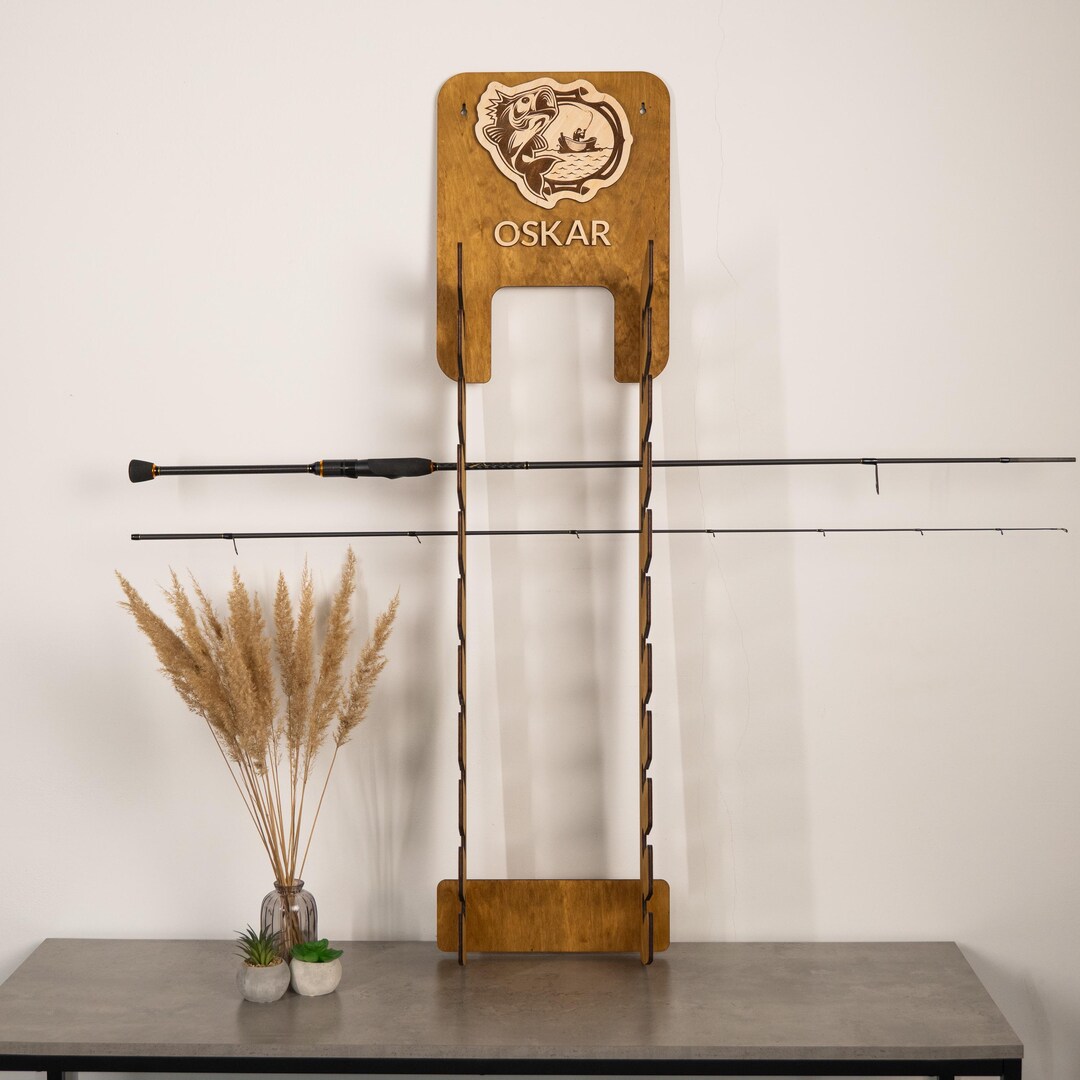 Custom Fishing Rod Holder With Engraving, Fishing Rod Rack, Fishing ...