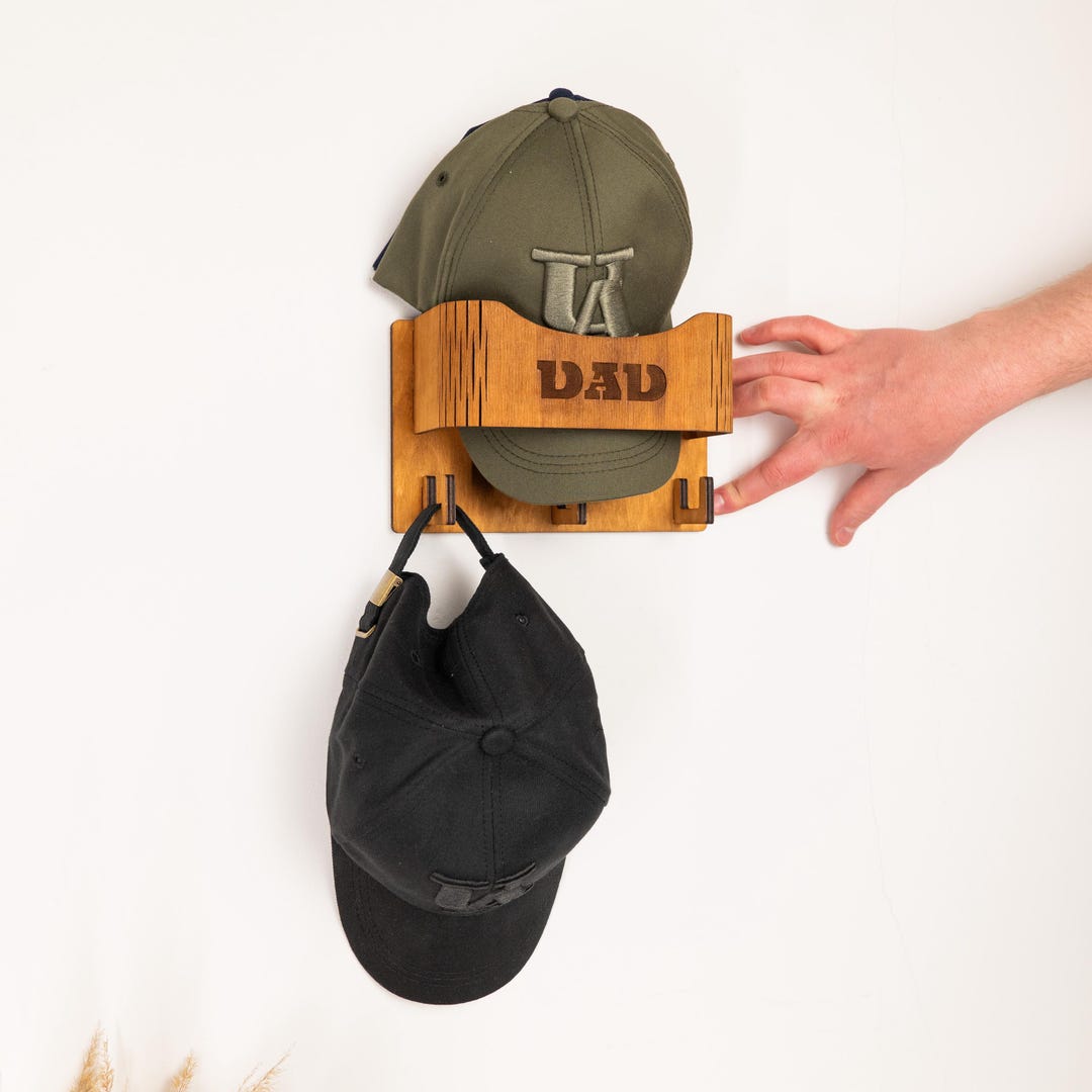 Custom Wooden Cap Stand for Father, Personalized Dad Hat Rack, Hat ...