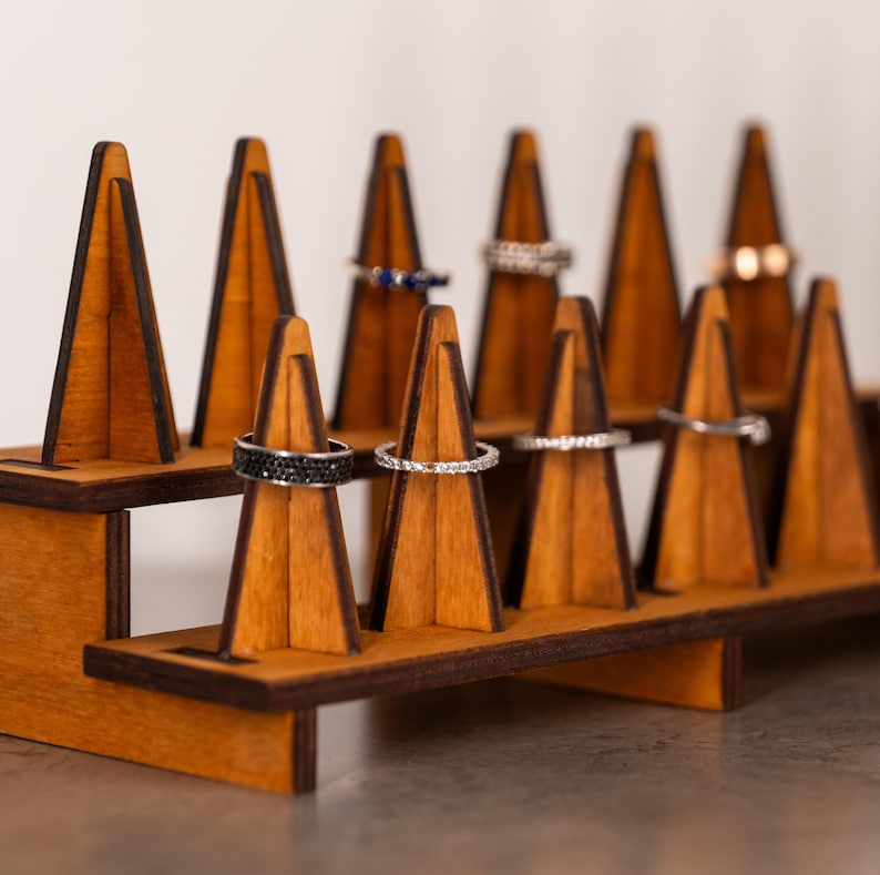 Wood Ring Organizer,multiple Ring Holder,wooden Ring Cone,ring Storage ...