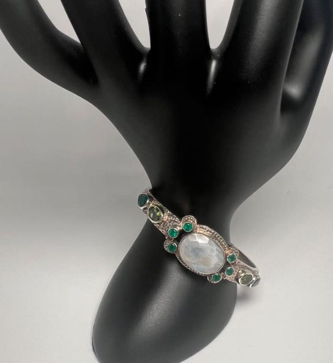 Vintage Nicky Butler Moonstone & Green Garnet Peridot Cuff Bracelet ...