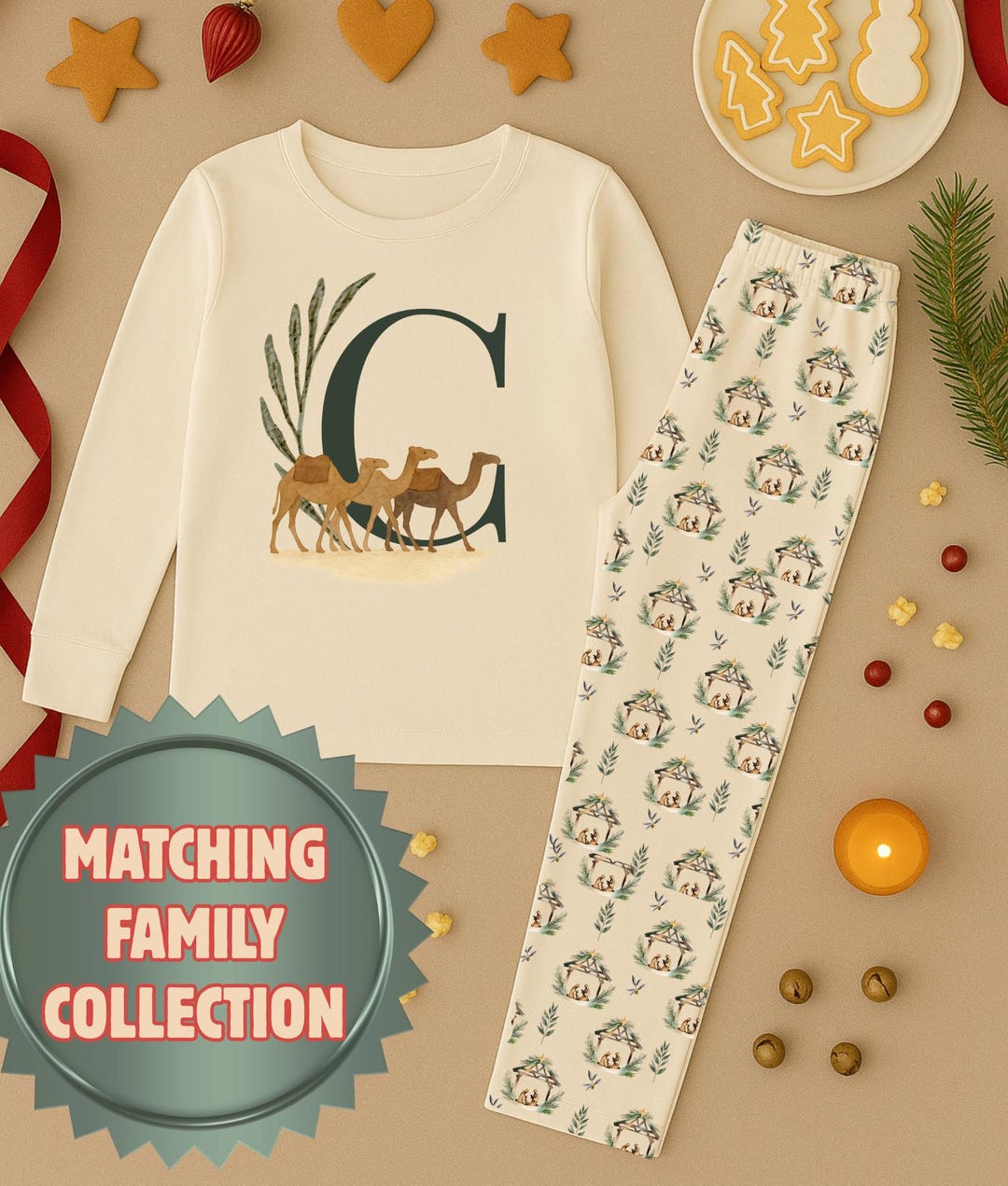 Custom Nativity Youth Christmas Pajama Top | Matching Family Sets - Etsy