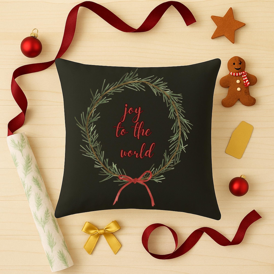 Christmas Wreath Pillow, Joy to the World Holiday Decor - Etsy