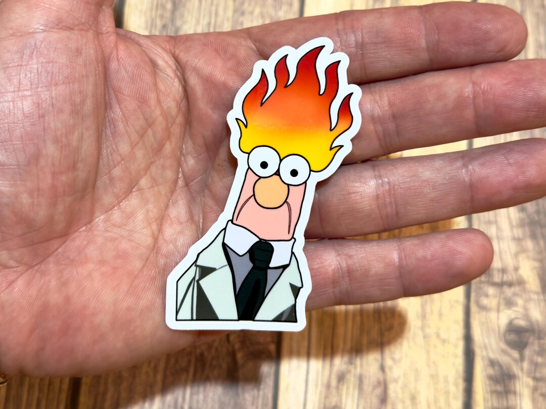 Beaker Sticker, Funny Muppet Sticker, Flames Sticker, Dumpster Fire ...