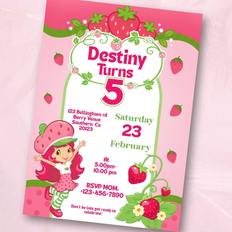 Strawberry Shortcake Birthday Invitation: Editable Berry Sweet Party ...