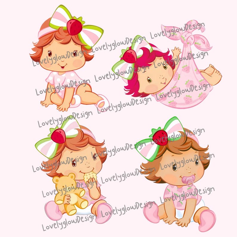 Strawberry Shortcake Clipart Set: Baby Cartoons PNG | Digital Download ...