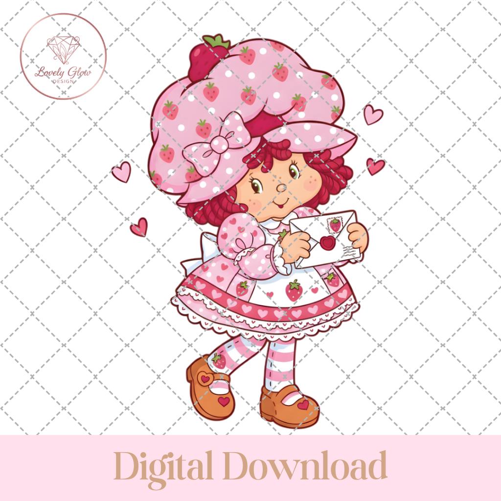Strawberry Shortcake Valentines Day Cards PNG, Girly Cartoon Clipart ...