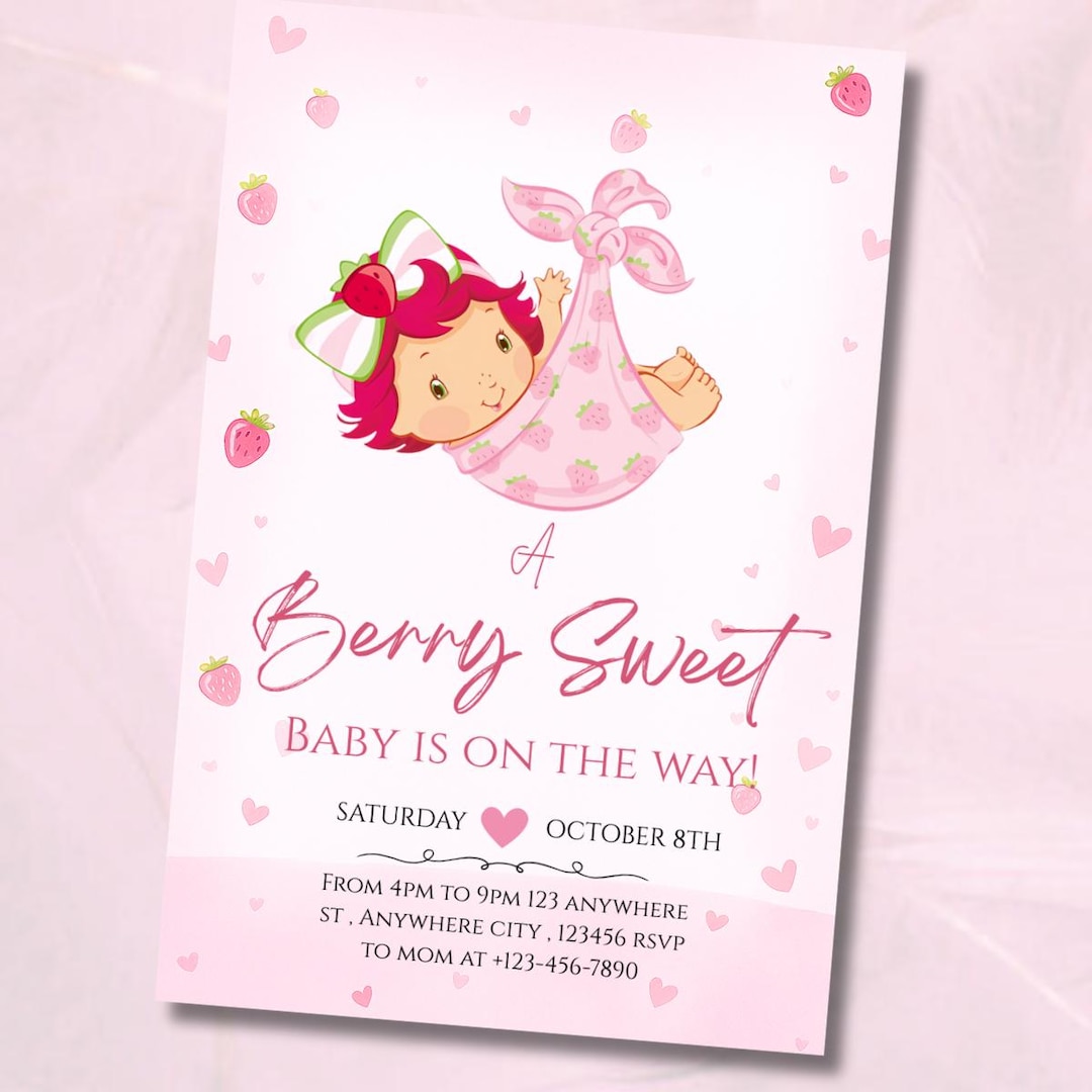 Strawberry Shortcake Baby Shower Invitation: Editable Girl Party Invite ...