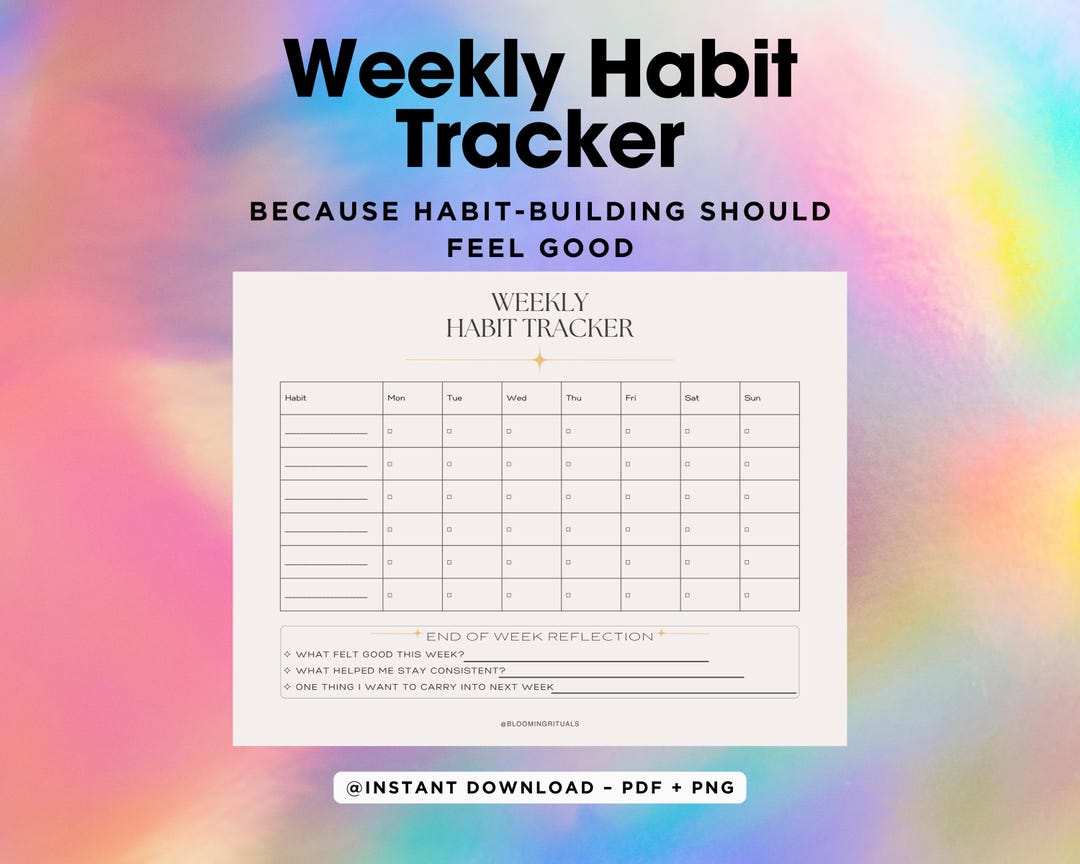 Pretty + Clean Weekly Habit Tracker, Light BEIGE and B&W Print Out ...