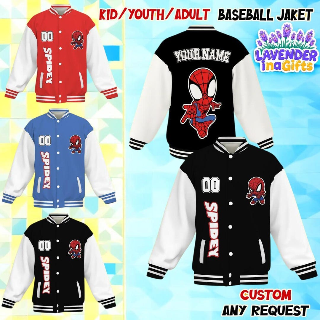Custom Disney Spidey Choose Style Collection Varsity Jacket, Adult ...