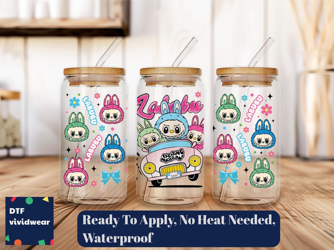 Zabubu Labubu Squad Cup Wrap, Labubu UV, Ready to Apply Cup Wrap, UV ...