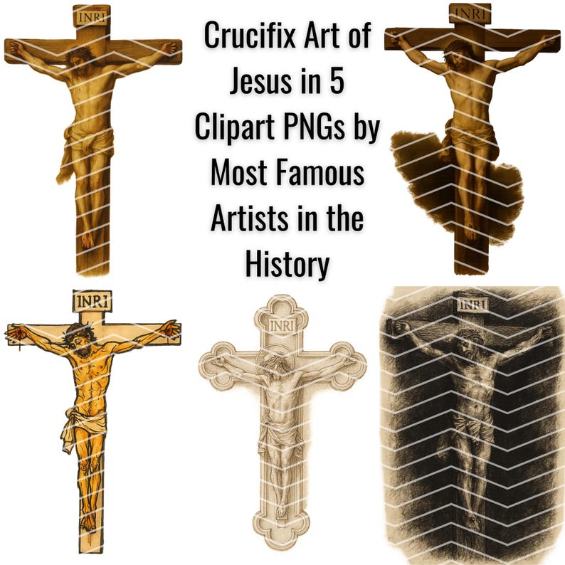 Crucifix of Jesus Clipart: Famous Artists Style, Religious Pngs ...