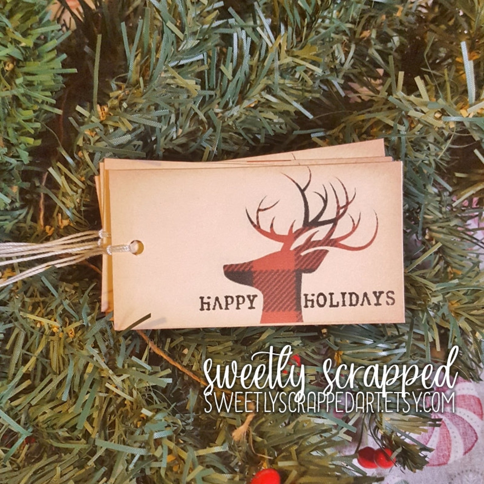 Reindeer Tags, Deer Tags, Buck Tags, Christmas Tags, Happy Holidays ...