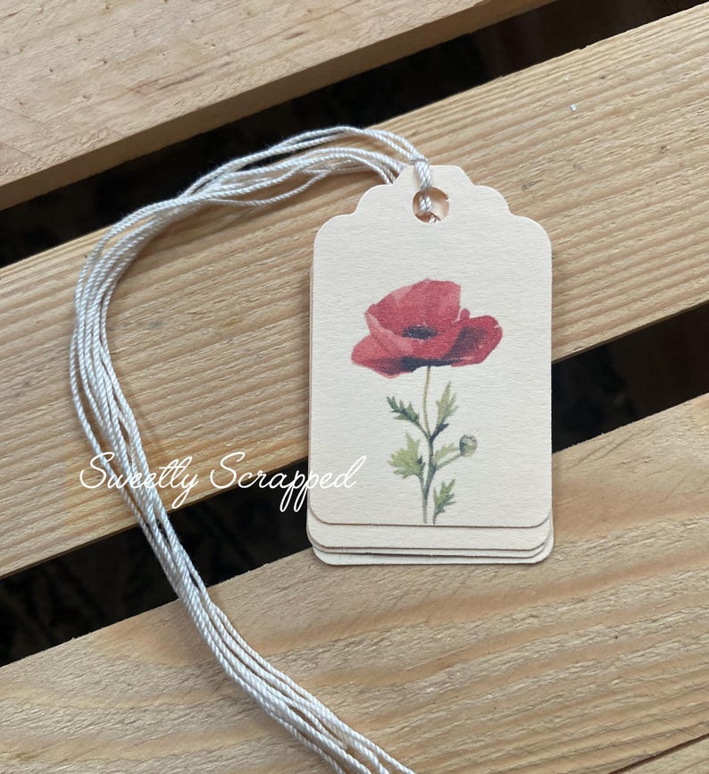Poppy Gift Tags, 16. Floral Labels. Favor Tags. Veteran. - Etsy