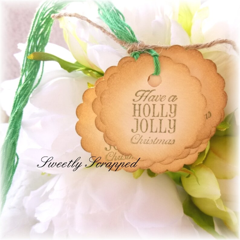 Holly Jolly Christmas Tags Green Vintage Inspired Hand - Etsy