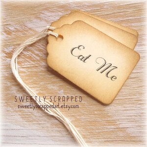 15 EAT ME Tags ... Vintage Look, Treat, Party Favor Tag, Labels, Script ...