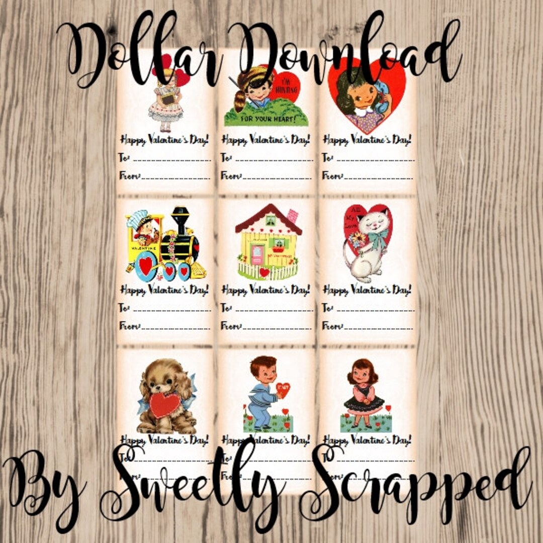 PRINTABLE Valentine's, DIY, Vintage, Cards, School, Valentine Card ...