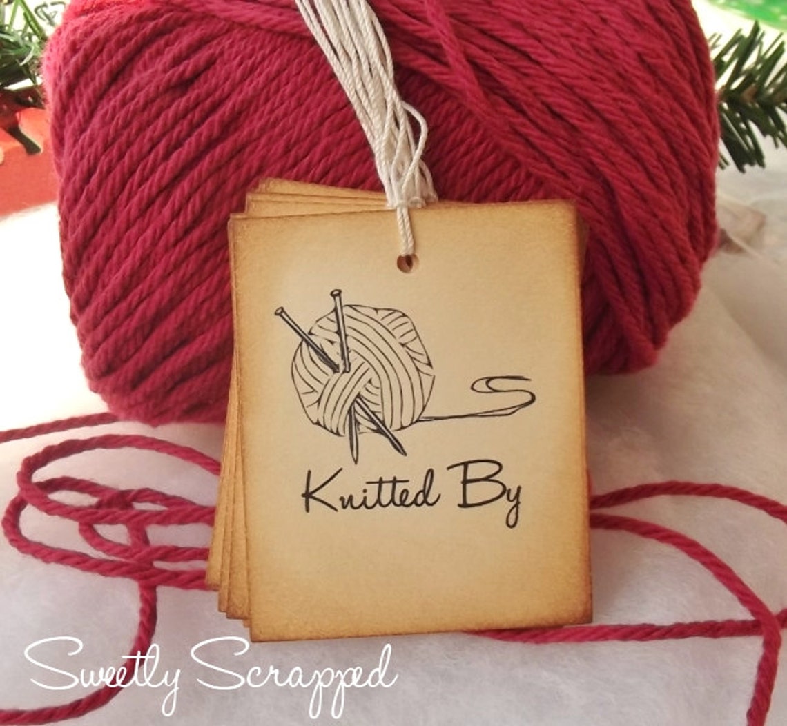 Knitted by Tags Handmade By Labels Gift Tags Packaging - Etsy