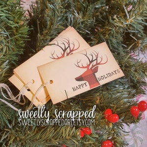 Reindeer Tags, Deer Tags, Buck Tags, Christmas Tags, Happy Holidays ...