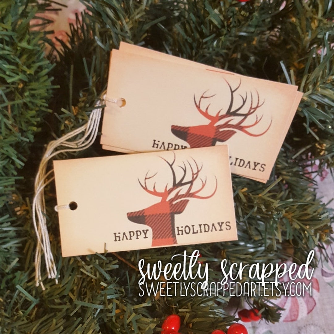 Reindeer Tags, Deer Tags, Buck Tags, Christmas Tags, Happy Holidays ...