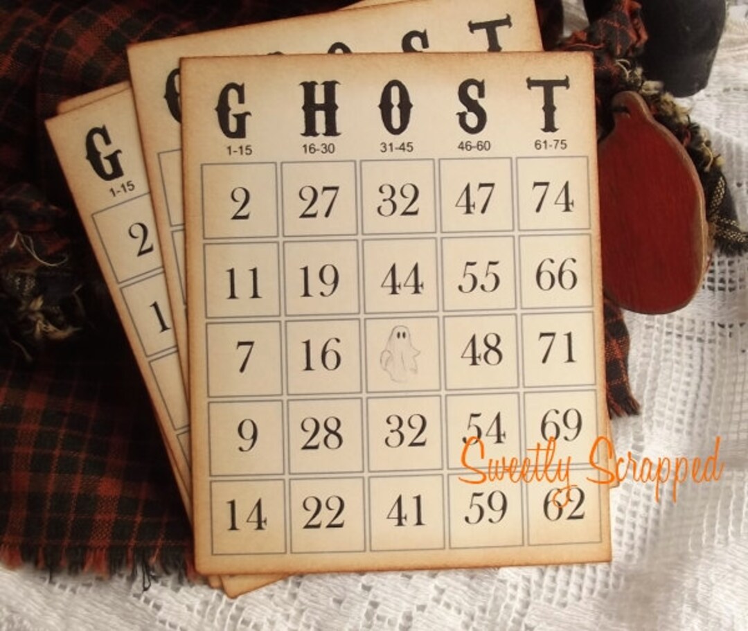 SALE Ghost Vintage Bingo Cards.... Halloween, Scrapbooking ...