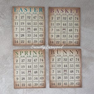 Easter Bingo Cards, Set of 4, Spring, Vintage Inspired - Etsy