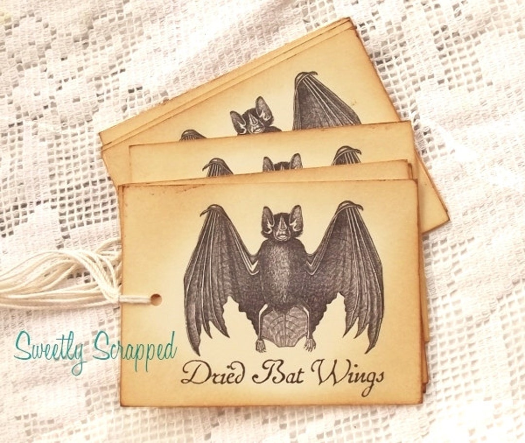 Dried Bat Wings.... Halloween Tags, Labels, Vintage Image - Etsy