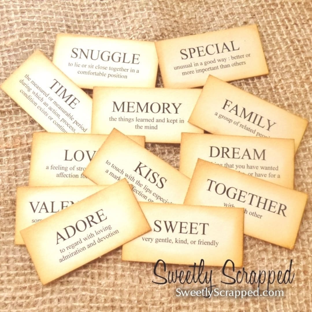 SWEET Definition Flash Cards, Scrapbooking, Cardmaking, Vintage ...