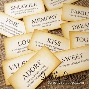 SWEET Definition Flash Cards, Scrapbooking, Cardmaking, Vintage ...