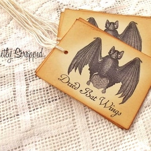 Dried Bat Wings.... Halloween Tags, Labels, Vintage Image - Etsy