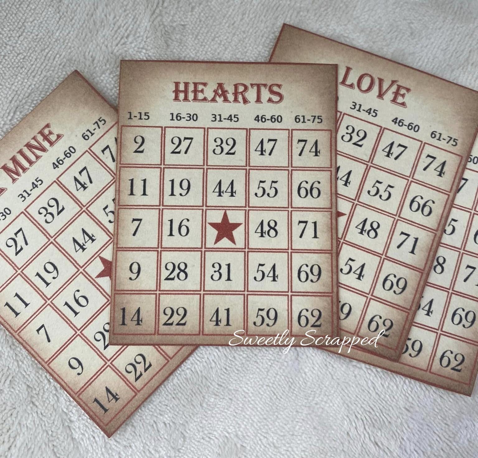 Love Bingo Cards, Set of 4, Vintage Inspired, Valentine's Day - Etsy