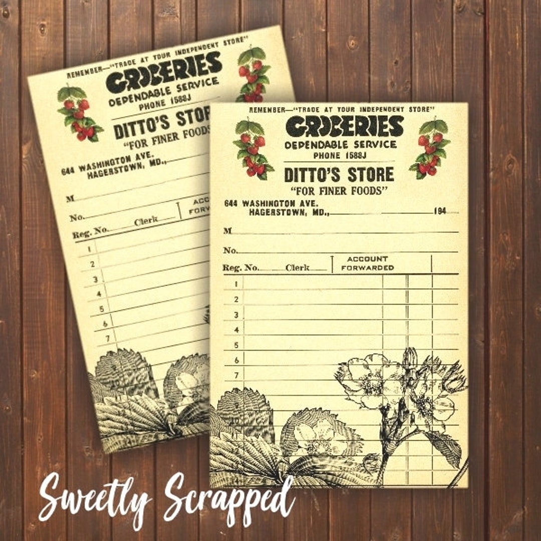 DOWNLOAD Vintage Grocery Receipts... Strawberries/ Fruit Stand/ Market ...