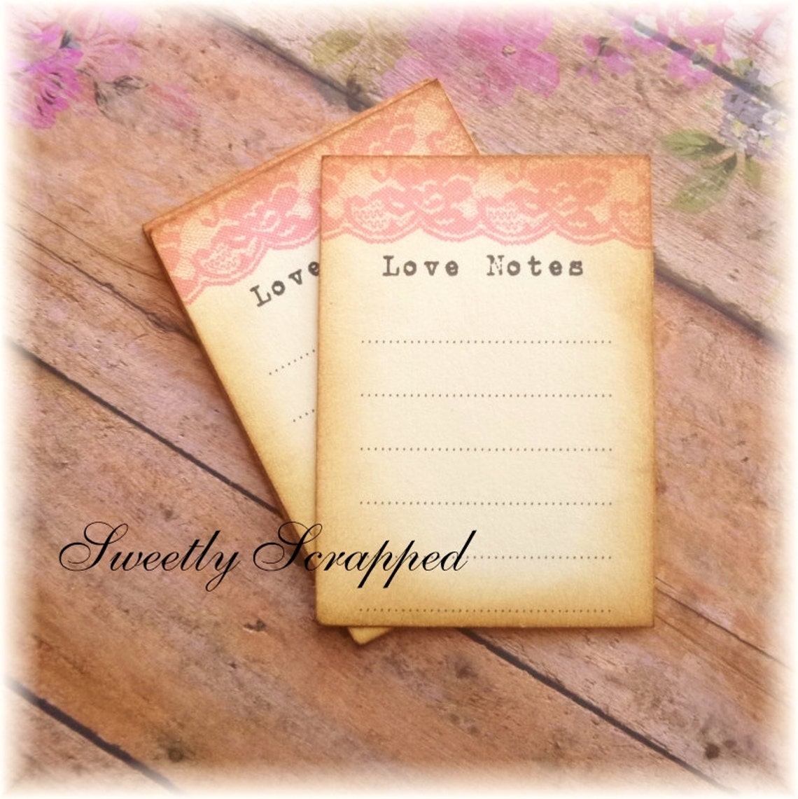 Love Notes Cards .... Pink Lace Vintage Typewriter Text - Etsy