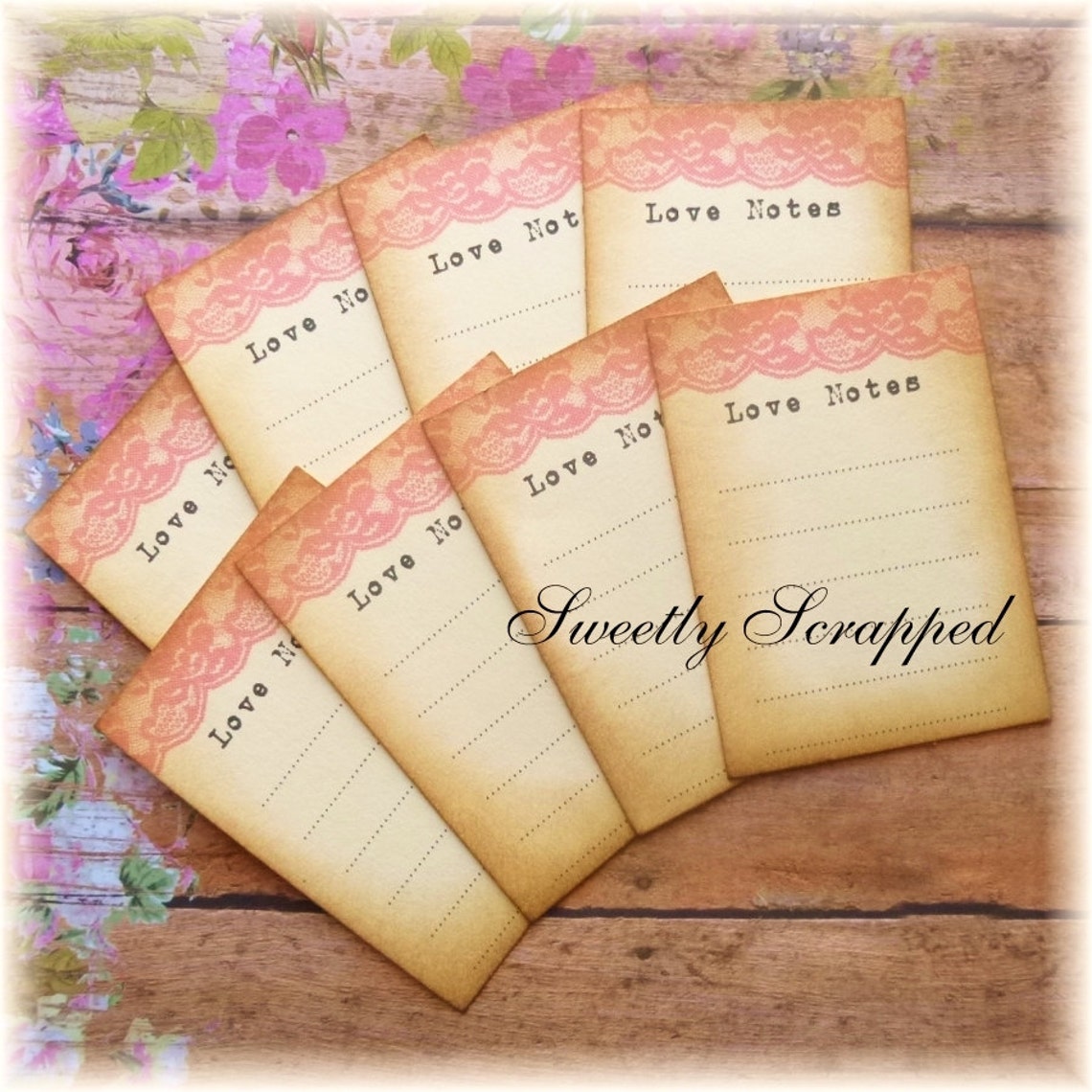 Love Notes Cards .... Pink Lace Vintage Typewriter Text - Etsy