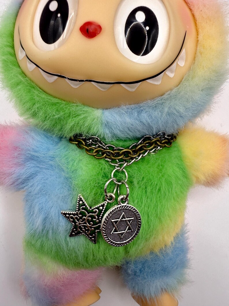 Labubu Necklace: Star of David Charms, Mixed Metal Triple Strand Custom ...