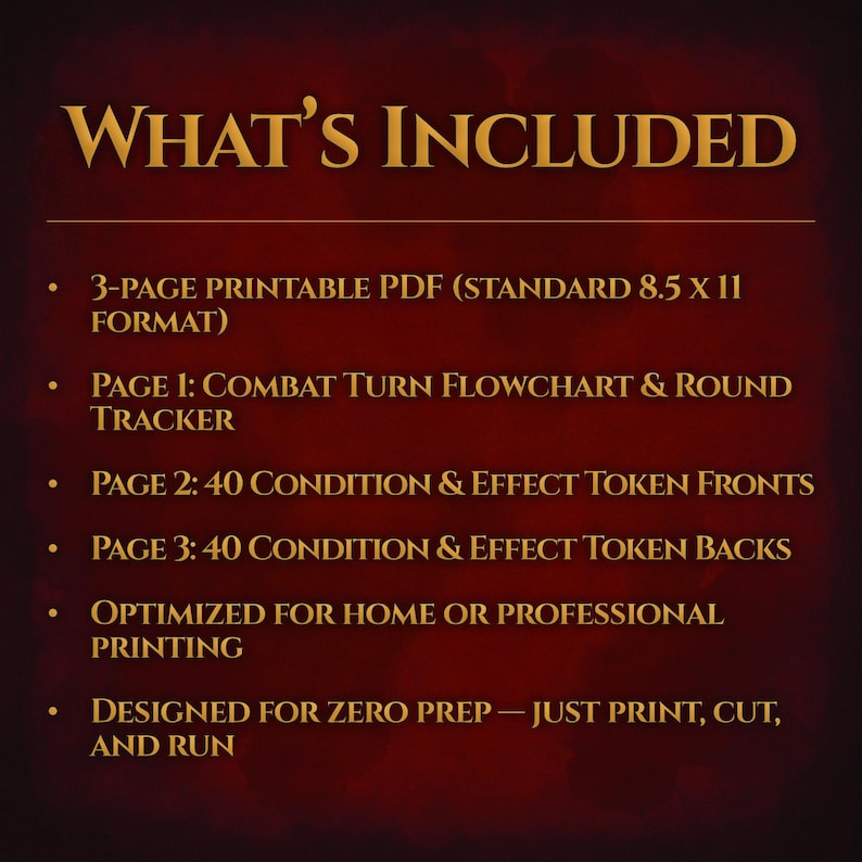 DND 5e Combat Tracker and Condition Tokens PDF | Printable Flowchart ...