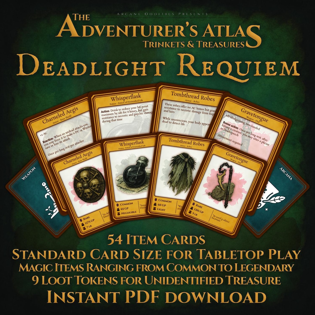 DND Magic Item Cards – 54 Printable 5e Items – Deadlight Requiem ...