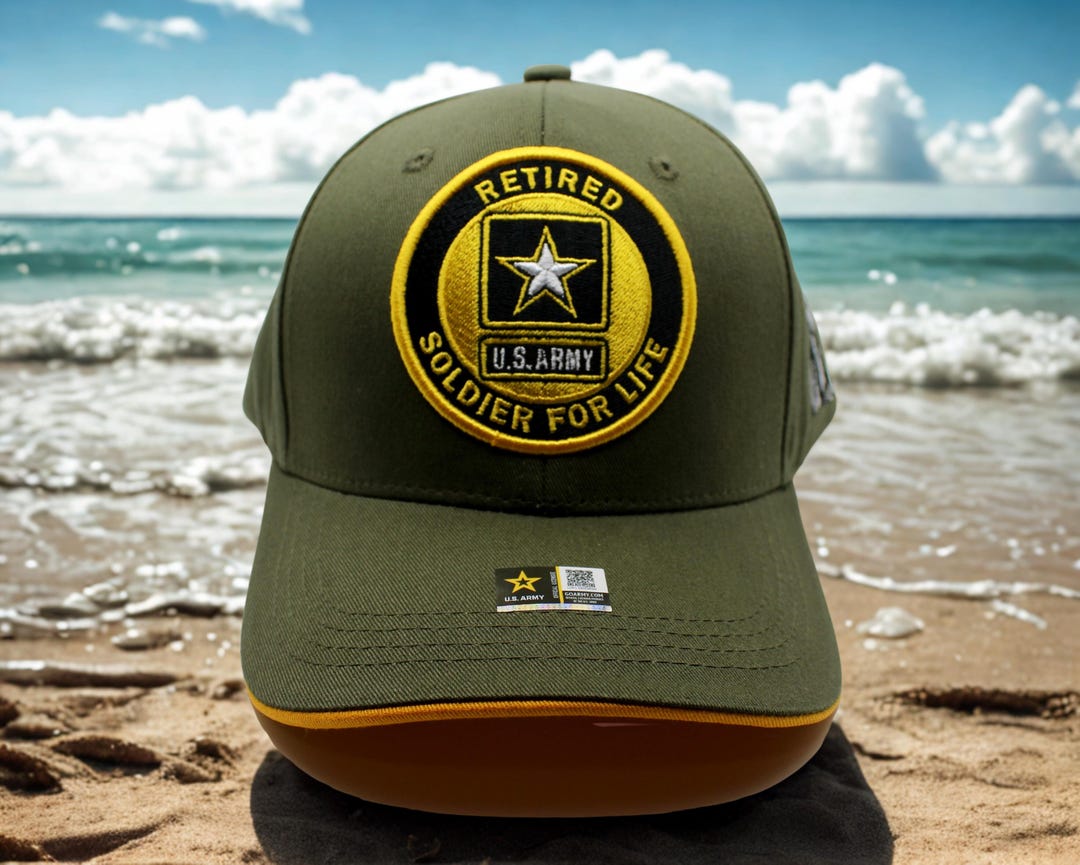 U.S. Army Retired Hat, Green US Army Cap With Embroidered Seal ...