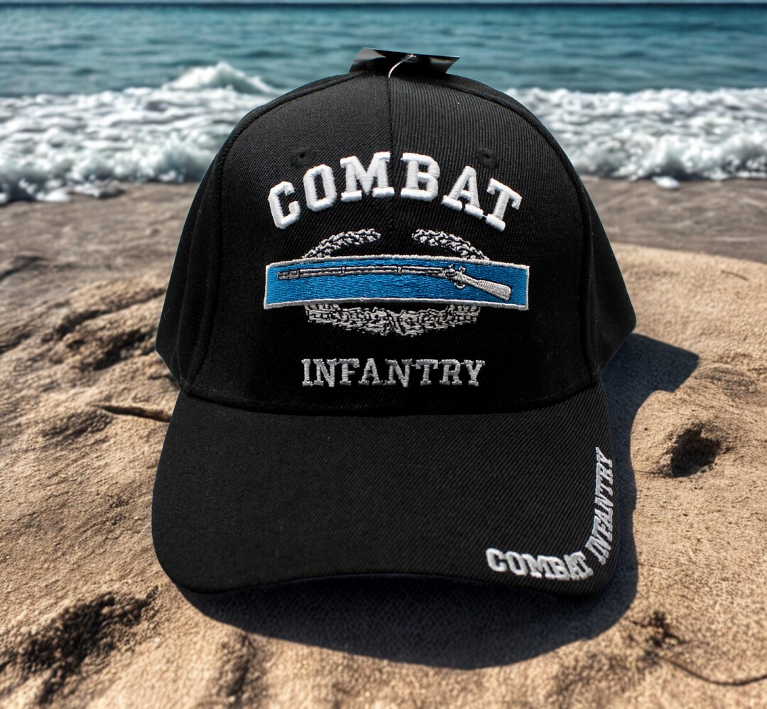 CIB Hat. Combat Infantry Hat. Embroidered Black Veteran Cap With Blue ...