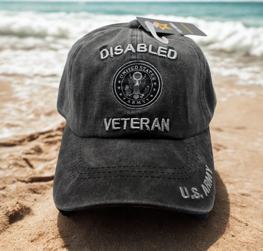 U.S. Army Disabled Veteran Hat, Black Washed Military Cap With ...