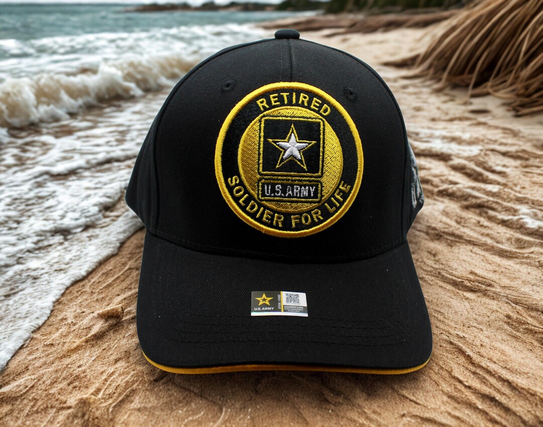 U.S. Army Retired Hat, Black US Army Cap With Embroidered Seal ...