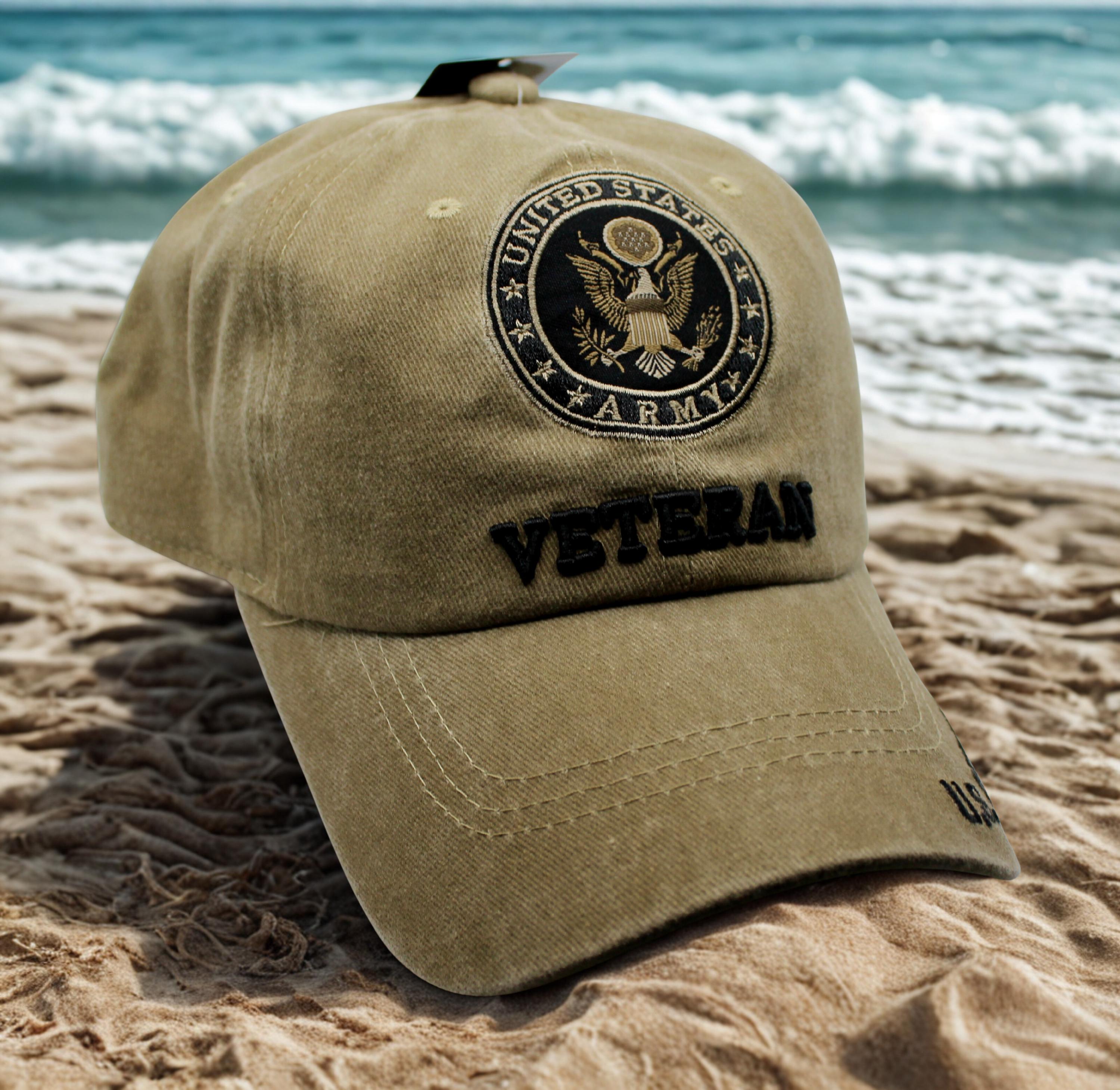 U.S. Army Veteran Hat, Brown US Army Cap With Embroidered Seal ...