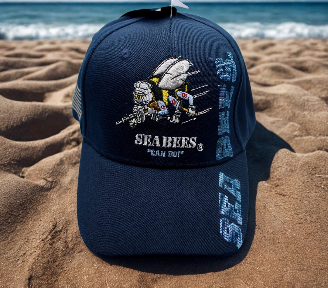 US Navy Seabees Hat “can Do” Blue Cap, US Navy Veteran Military ...