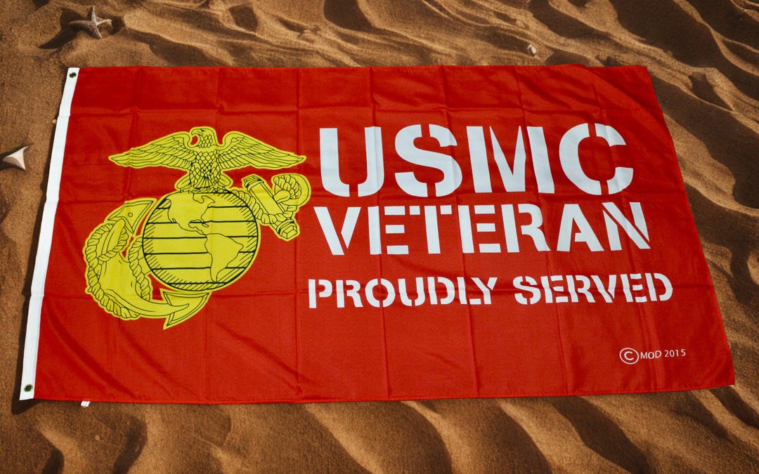 USMC Veteran Flag – 3x5 Ft. U.S Marine Corps Red Flag – Military Banner. Marines Flag. Official ...