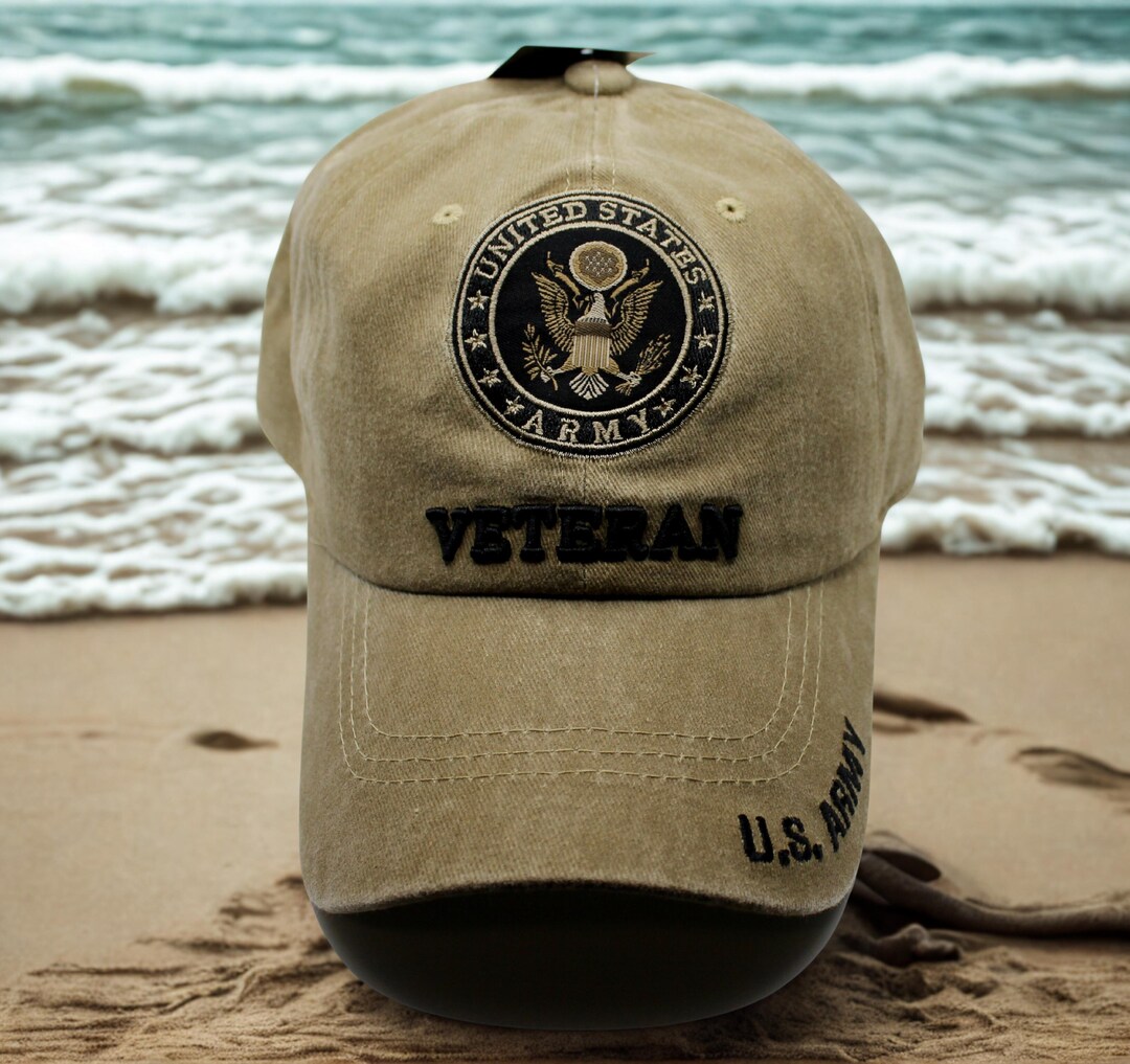 U.S. Army Veteran Hat, Brown US Army Cap With Embroidered Seal ...